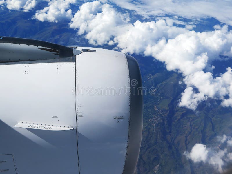 Engine of the Plane on Blue Sky Background Stock Image - Image of ...