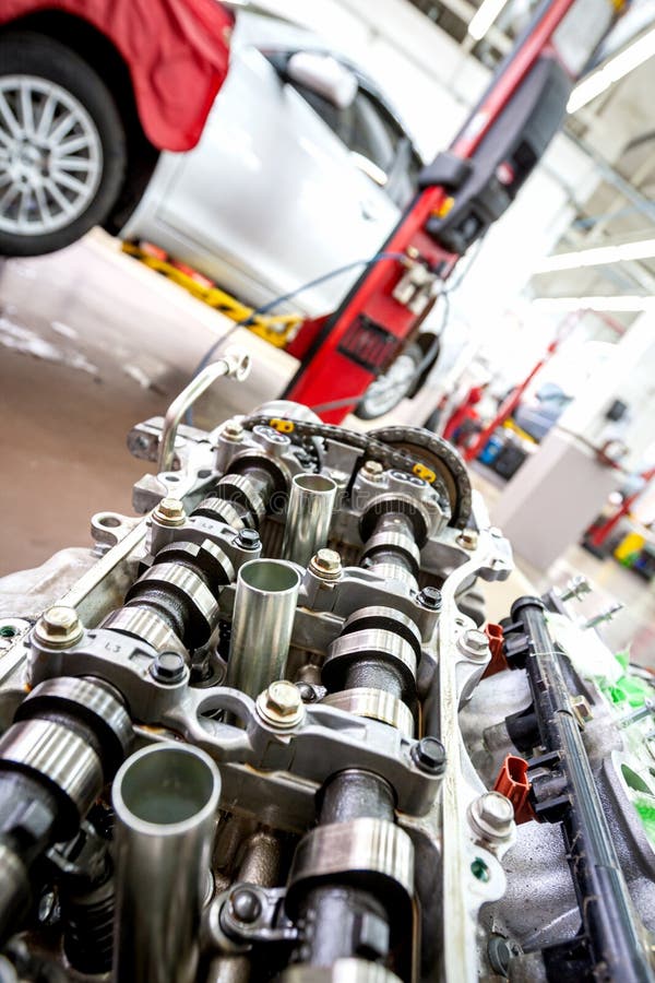 The Engine Removed from the Car is Waiting for a Bulkhead in the Car ...