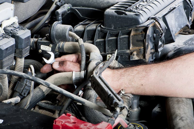 Engine repair stock image. Image of technician, tool - 20961773