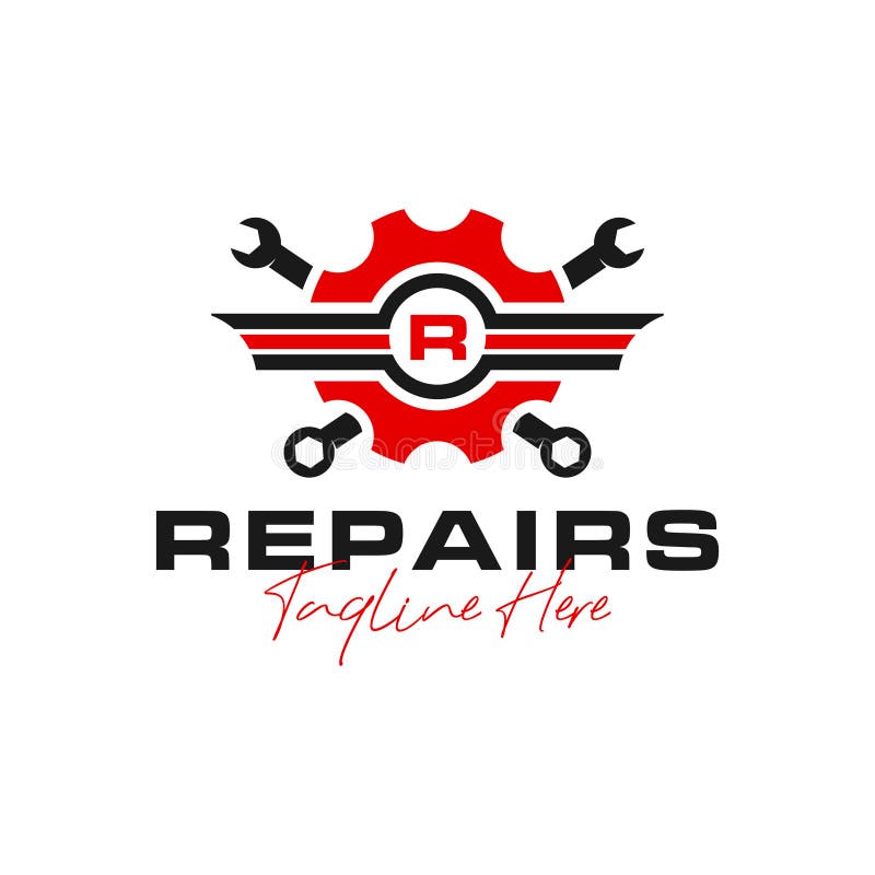 Engine Repair Illustration Logo Design Stock Vector - Illustration of ...