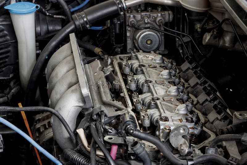 The Engine Room of Car with Car Valve Stock Photo - Image of valve ...