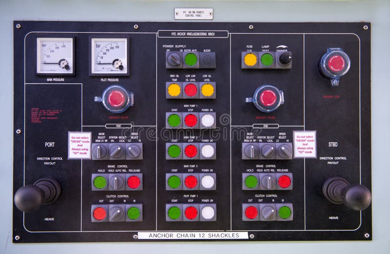 Engine Room Console Control Panel on Tanker . Stock Photo - Image of ...