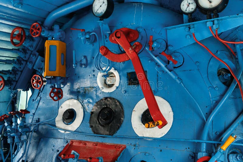 Engine Room Detail of a Steam Locomotive Stock Photo - Image of dial ...