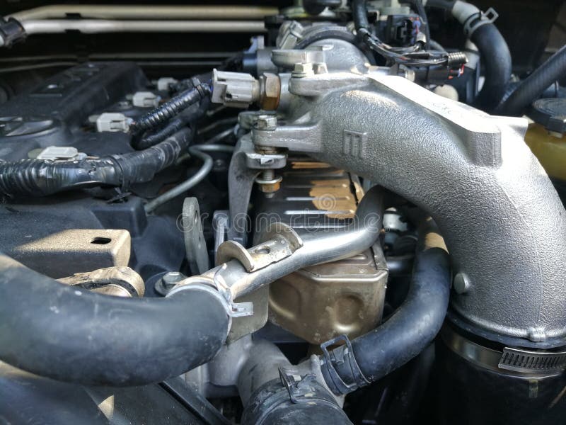 The Engine in the Engine Room in the Front of the Car Stock Image ...