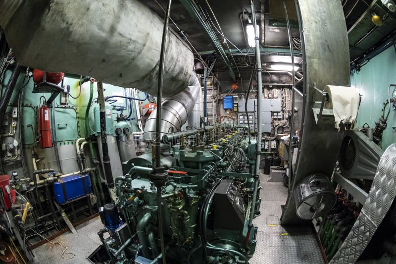 Engine Room Small Ship Main Diesel Stock Photo - Image of vessel ...