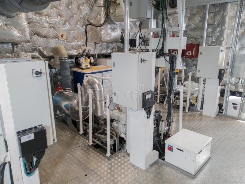 Engine Room on a River Boat Stock Image - Image of drive, interior ...