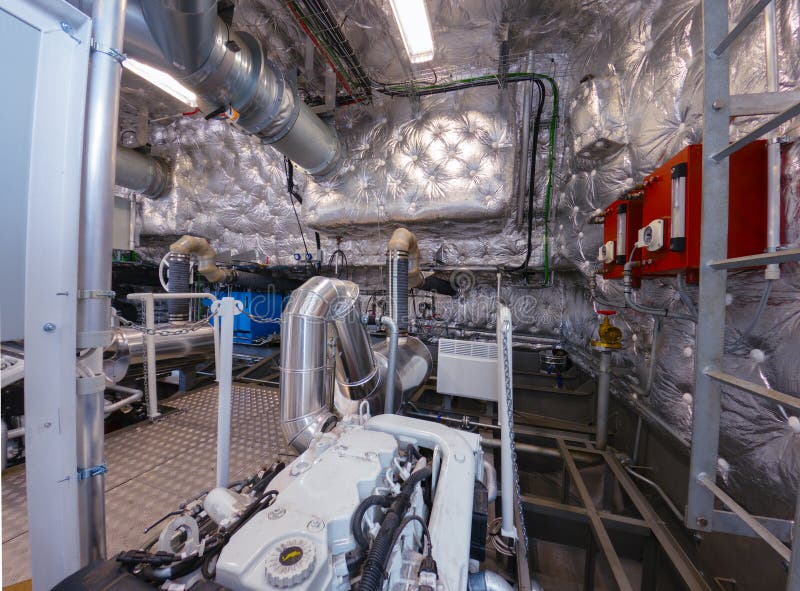 Engine Room on a River Boat Stock Photo - Image of power, industrial ...