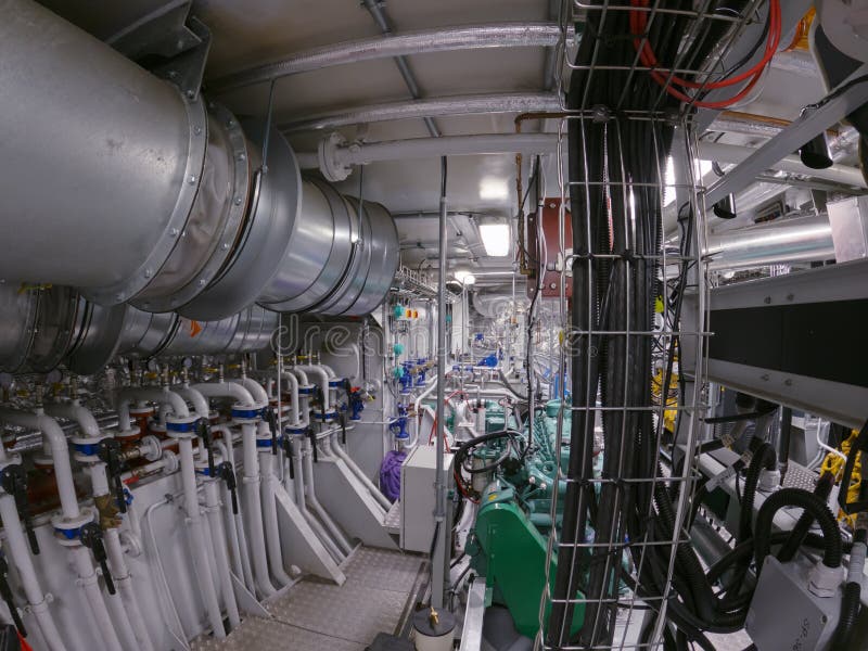 Engine Room on a River Vessel Stock Image - Image of technology, vessel ...