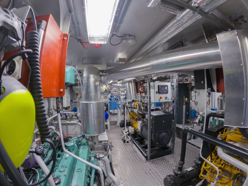 Engine Room on a River Vessel Stock Image - Image of machinery ...