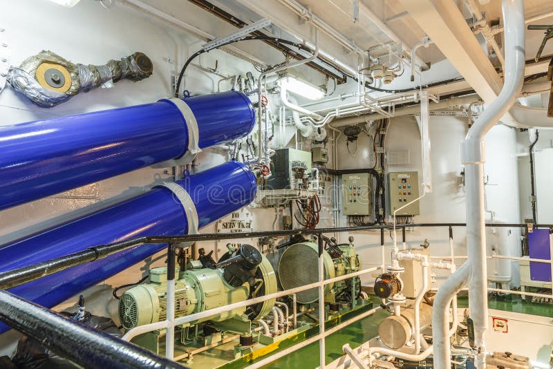 Machinery In Ship Engine Room Stock Image - Image of machines, machine ...