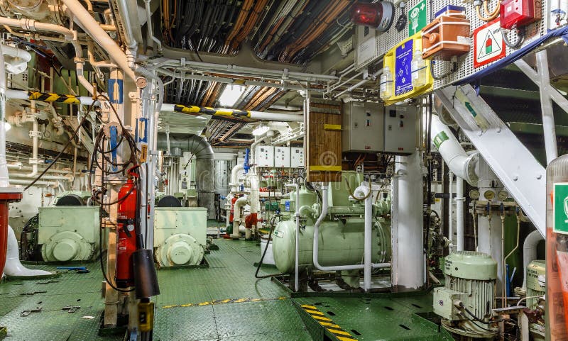 Engine room of the ship stock photo. Image of service - 92760830