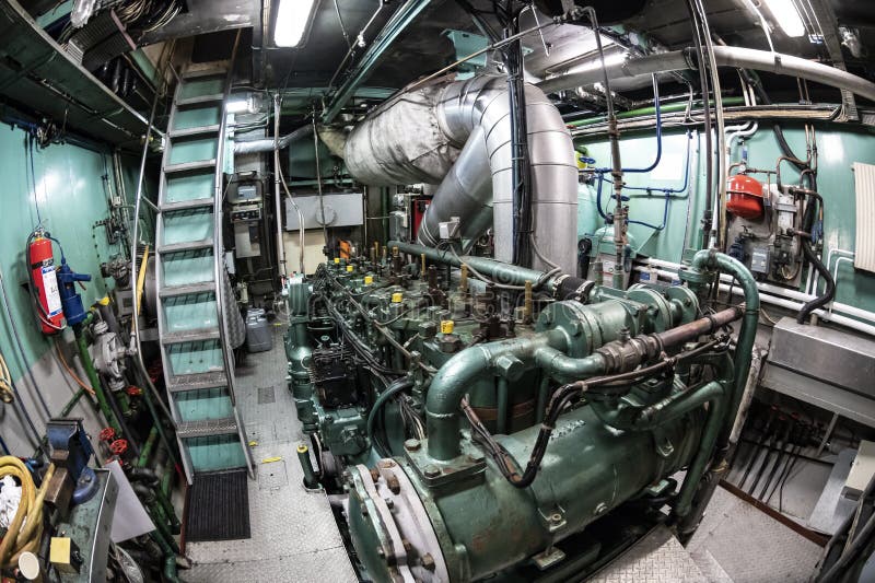 Engine Room Small Ship Main Diesel Stock Image - Image of ship ...