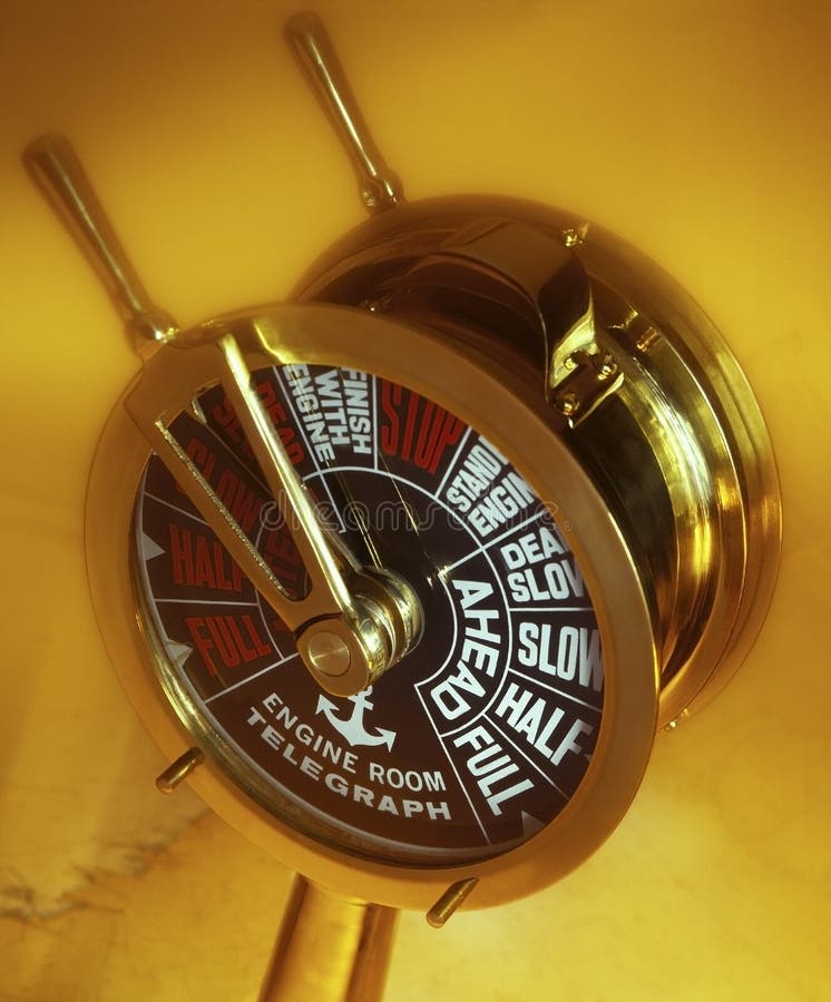 Engine Room Telegraph from a Ships Bridge Stock Image - Image of engine ...