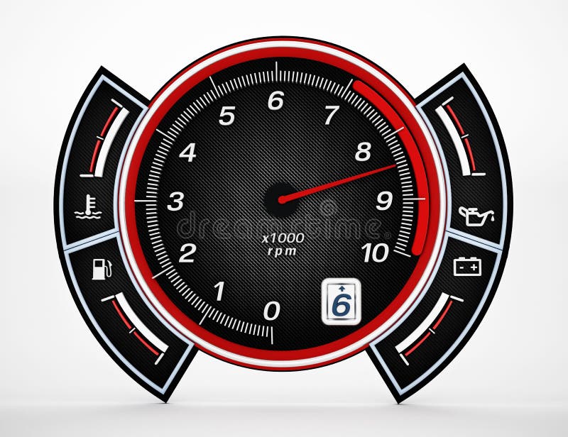 Engine RPM Gauge. 3D Illustration. Stock Illustration - Illustration of ...