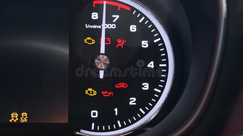 Engine Rpm. Interior of a Modern Car, Dashboard with an Engine Speed ...