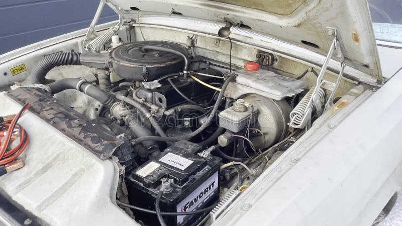 The Old Car Engine is Running Stock Video - Video of industrial, motor ...