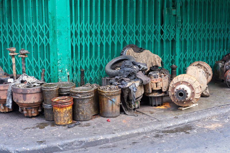 Engine Scrap. Car Scrap. Dirty Bin. Stock Photo - Image of factory ...