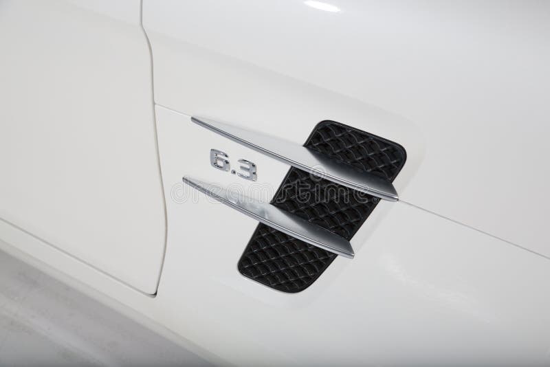 Engine Size Logo on the Side of a White Mercedes AMG Car Editorial ...