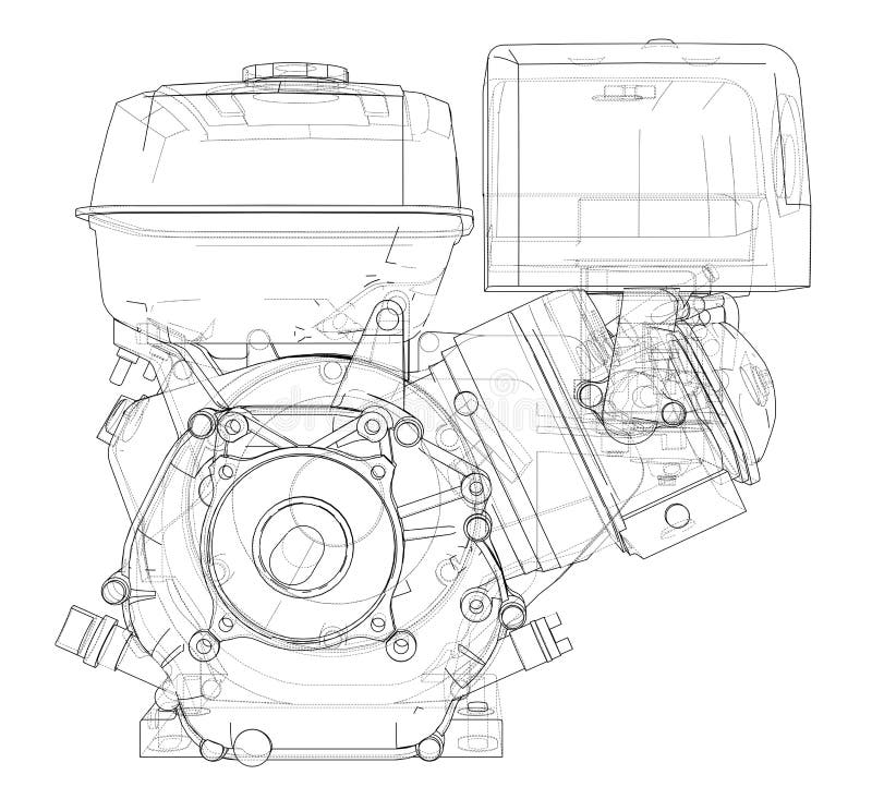 Engine Sketch. 3d Illustration Stock Illustration - Illustration of ...