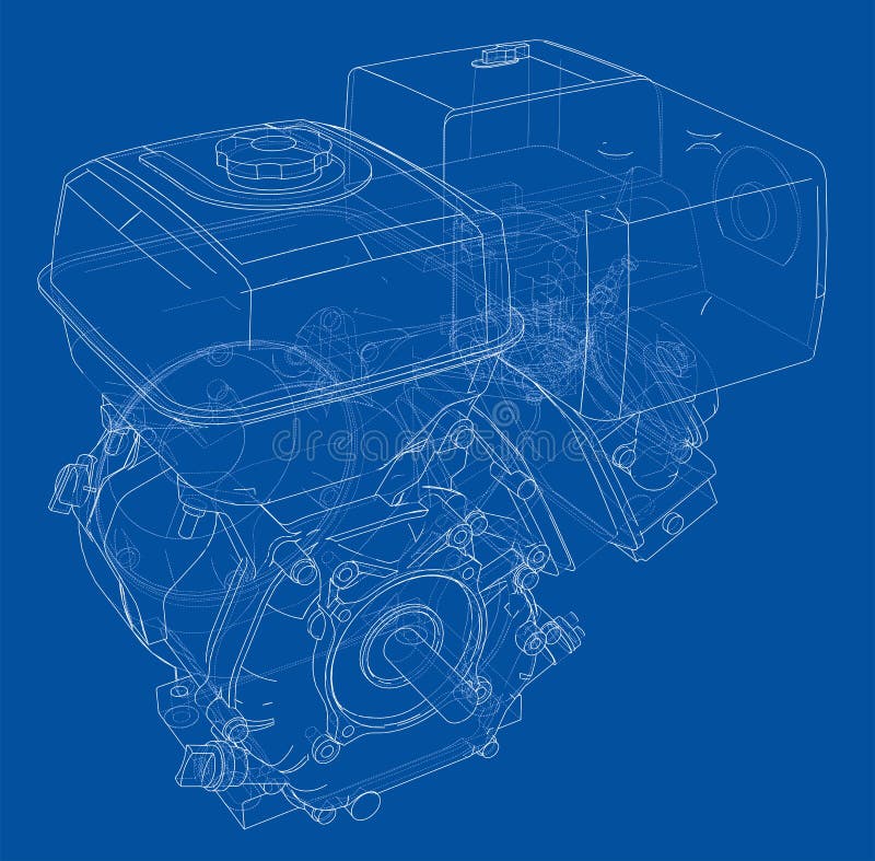 Engine Sketch. 3d Illustration Stock Illustration - Illustration of ...