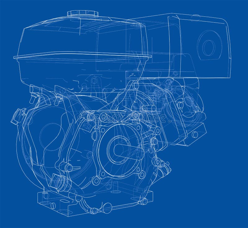 Engine Sketch. 3d Illustration Stock Illustration - Illustration of ...