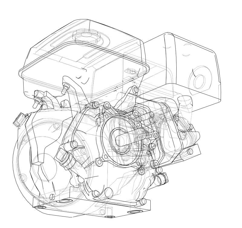 Engine sketch. Vector stock vector. Illustration of silhouette - 101556889