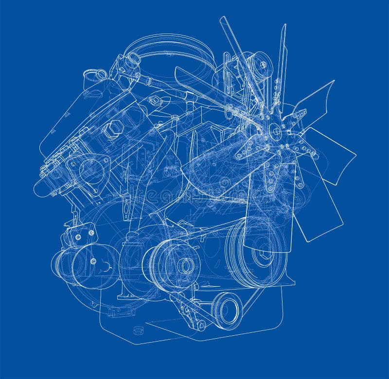 Engine sketch. Vector stock vector. Illustration of structure - 102252533