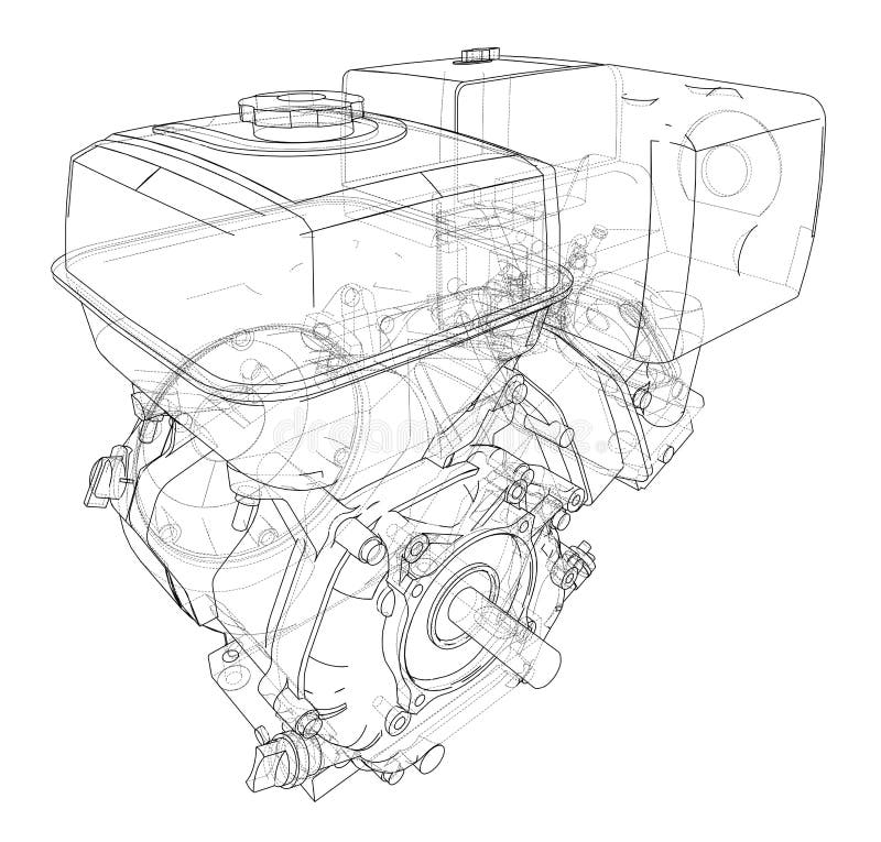Engine Sketch. 3d Illustration Stock Illustration - Illustration of ...