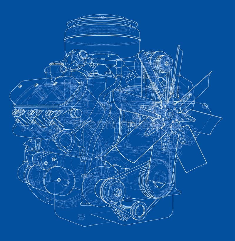 Engine sketch. Vector stock vector. Illustration of mechanism - 101553931