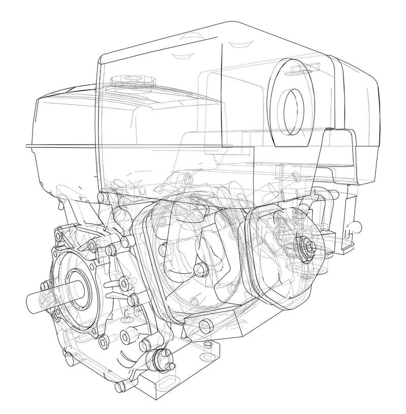 Engine sketch. Vector stock vector. Illustration of blueprint - 101851429