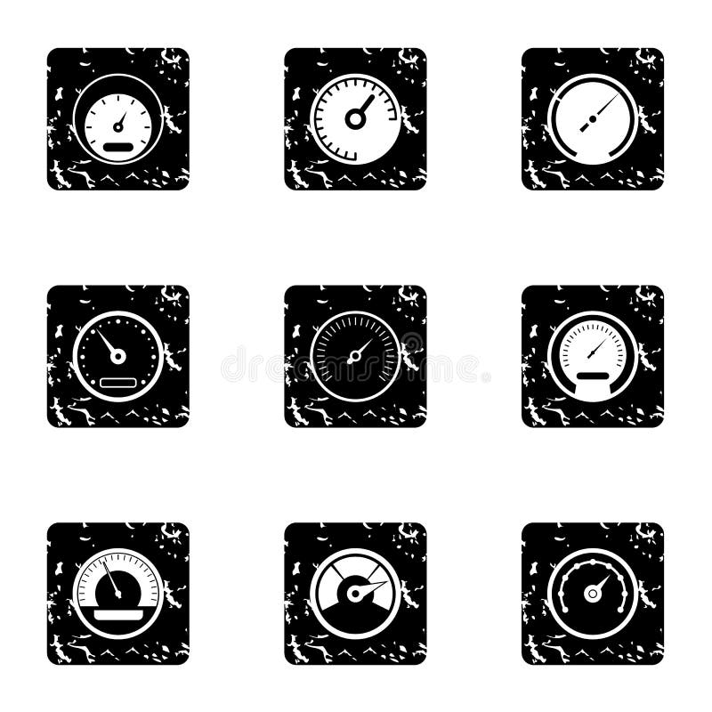 Engine Speedometer Icons Set, Cartoon Style Stock Vector - Illustration ...