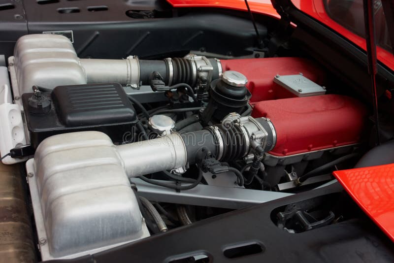 Engine of a sports car stock image. Image of modern, cylinder - 53294173