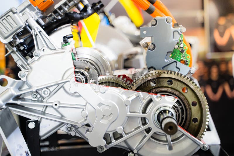 Engine Sprocket and Electronic Circuit Boards for Control.Cross-section ...