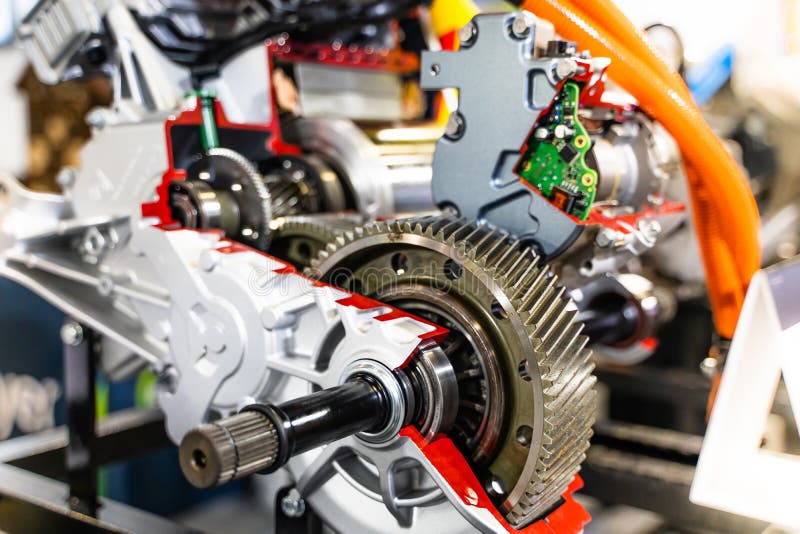 Engine Sprocket and Electronic Circuit Boards for Control.Cross-section ...
