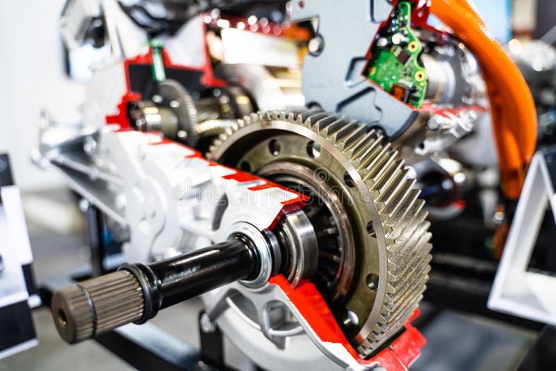 Engine Sprocket and Electronic Circuit Boards for Control.Cross-section ...