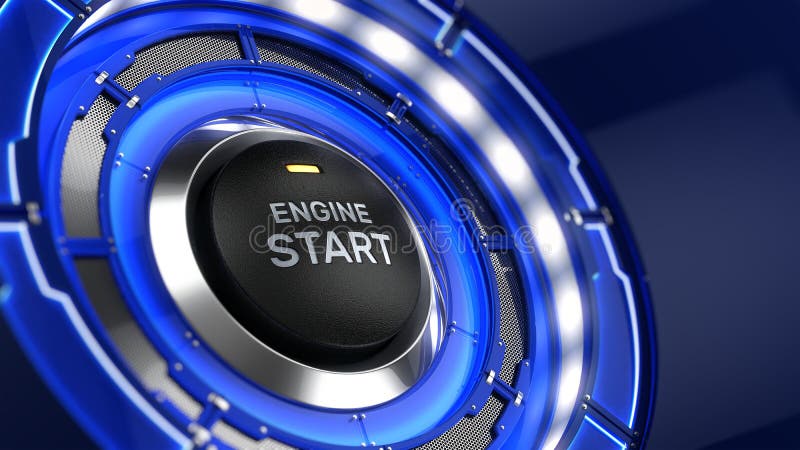 Engine Start Button with Blue Futuristic Stylish Elements Stock ...