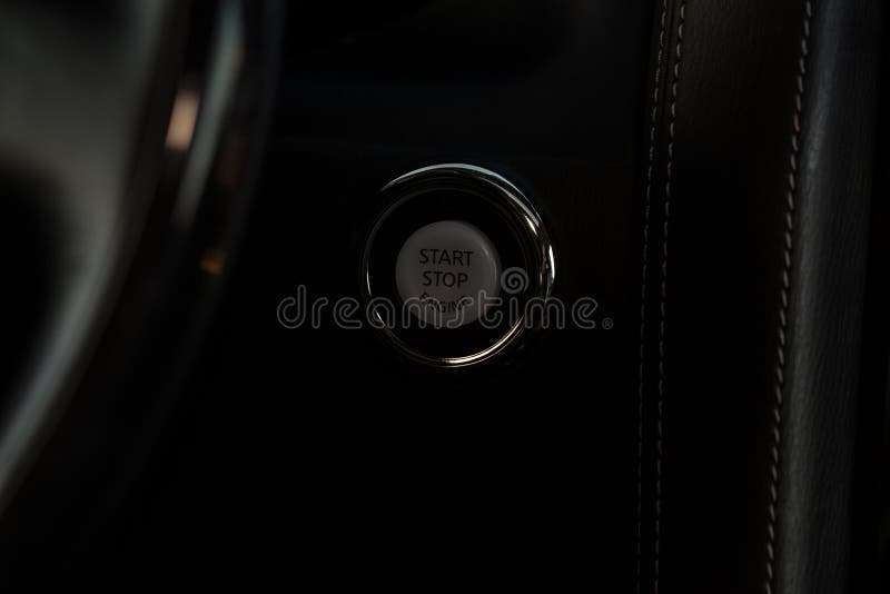 Engine Start Button Close Up. Stock Photo - Image of sign, ignition ...
