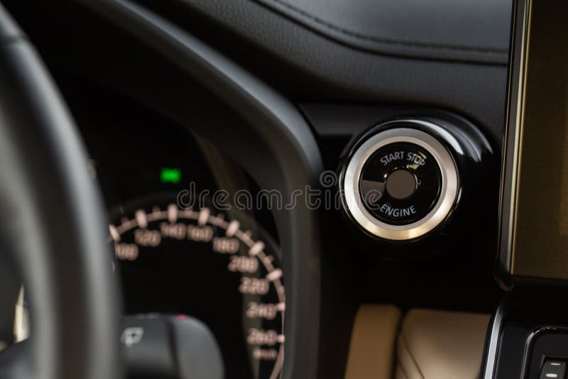 Engine Start Button with Close Up. Stock Photo - Image of modern, macro ...