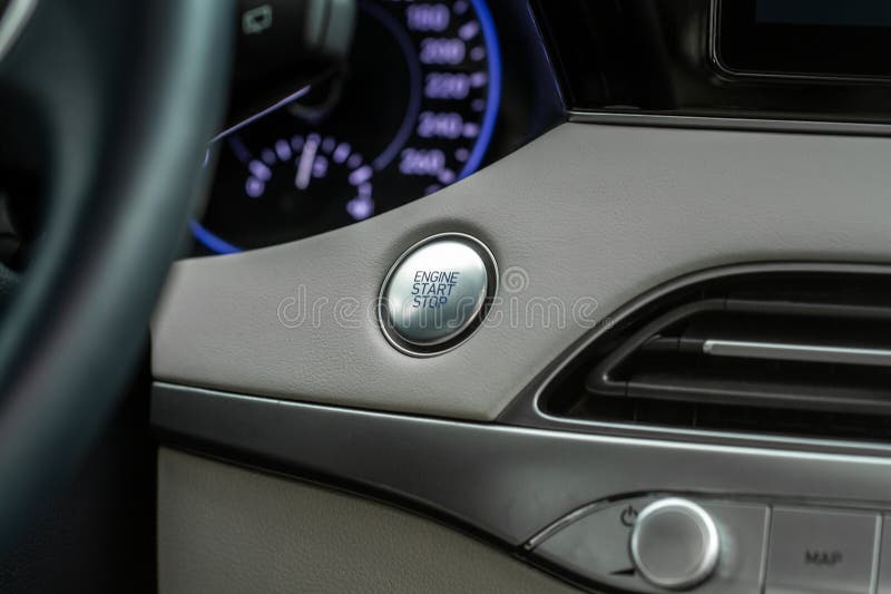 Engine Start Button Close Up. Stock Photo - Image of sign, detail ...