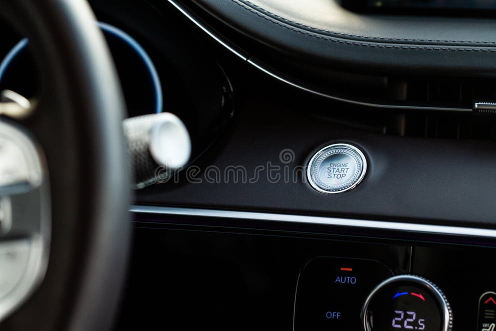 Engine Start Button. Close Up Engine Car Start Stop Button Stock Photo ...