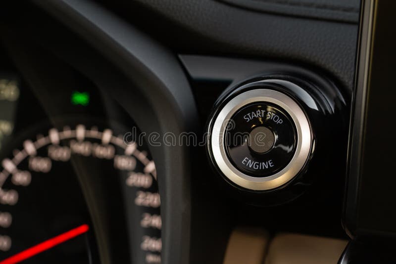 Engine start button. stock photo. Image of transportation - 267549580