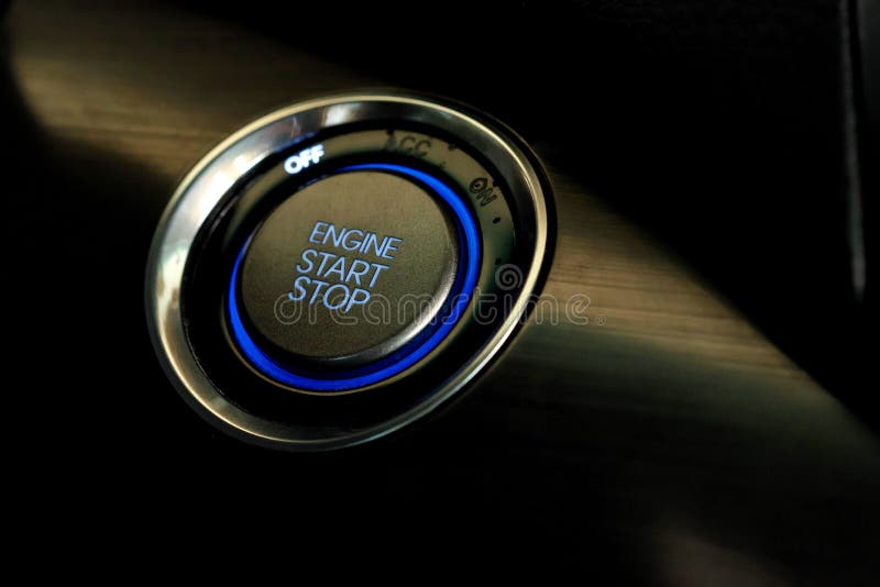 Engine Start Button in Modern Car Close Stock Photo - Image of electric ...