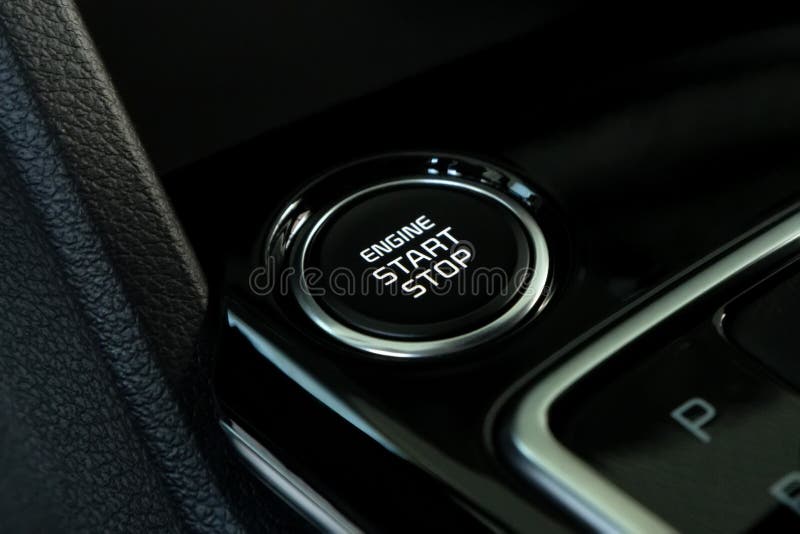 Engine Start Button in Modern Car Close Stock Photo - Image of interior ...