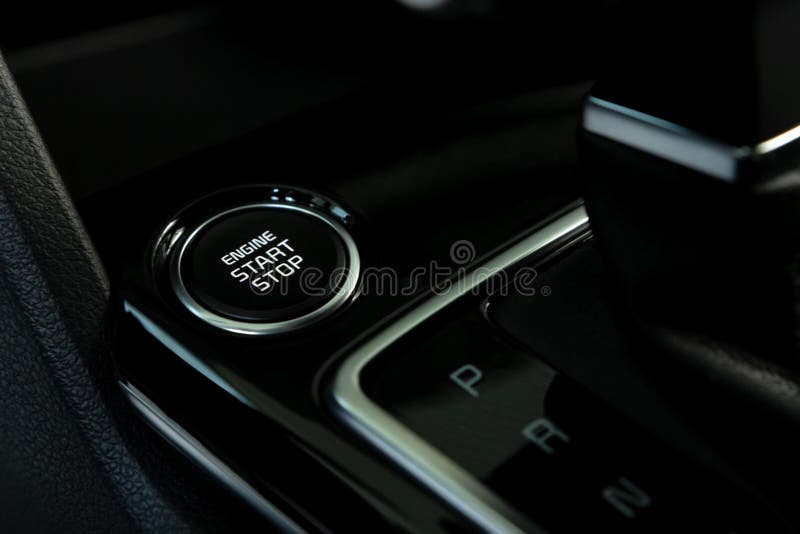 Engine Start Button in Modern Car Close Stock Photo - Image of electric ...