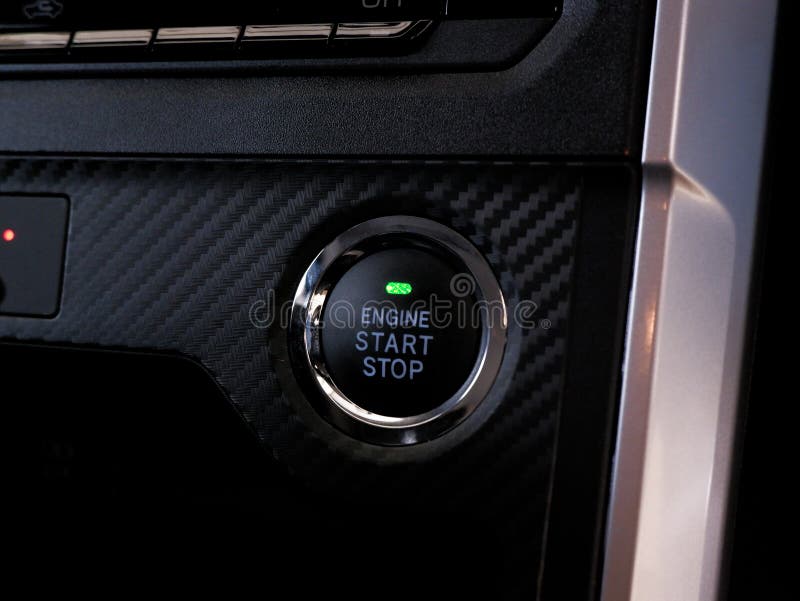 Engine Start Button, Modern Car Start and Stop Button Stock Photo ...