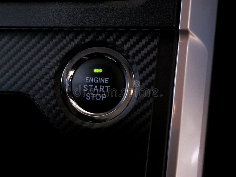Engine Start Button, Modern Car Start and Stop Button Stock Image ...