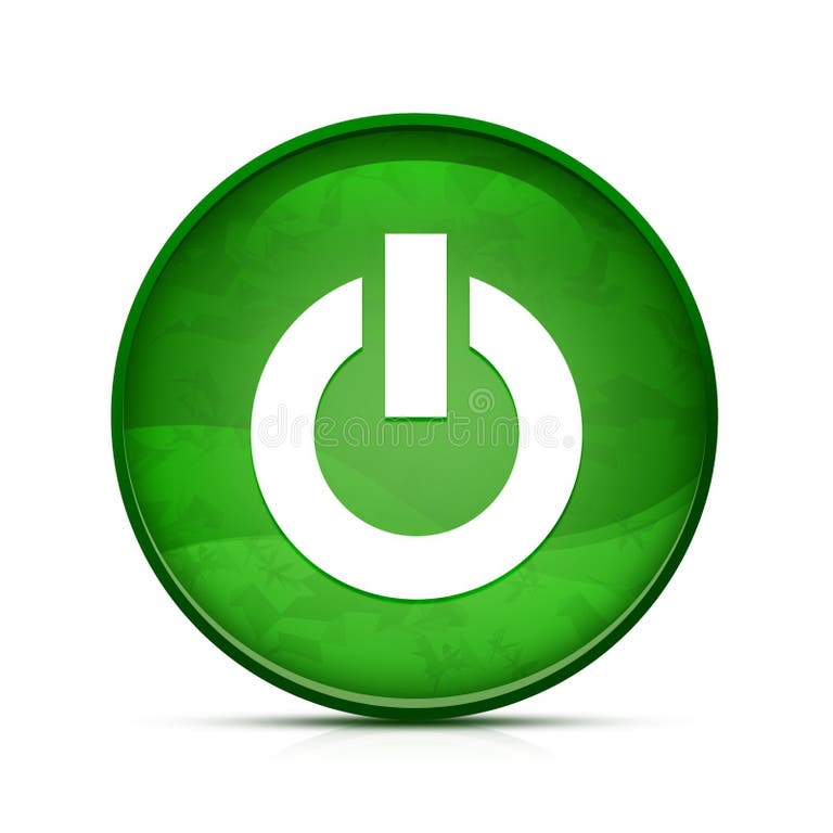 Engine Start Icon on Classy Splash Green Round Button Illustration ...