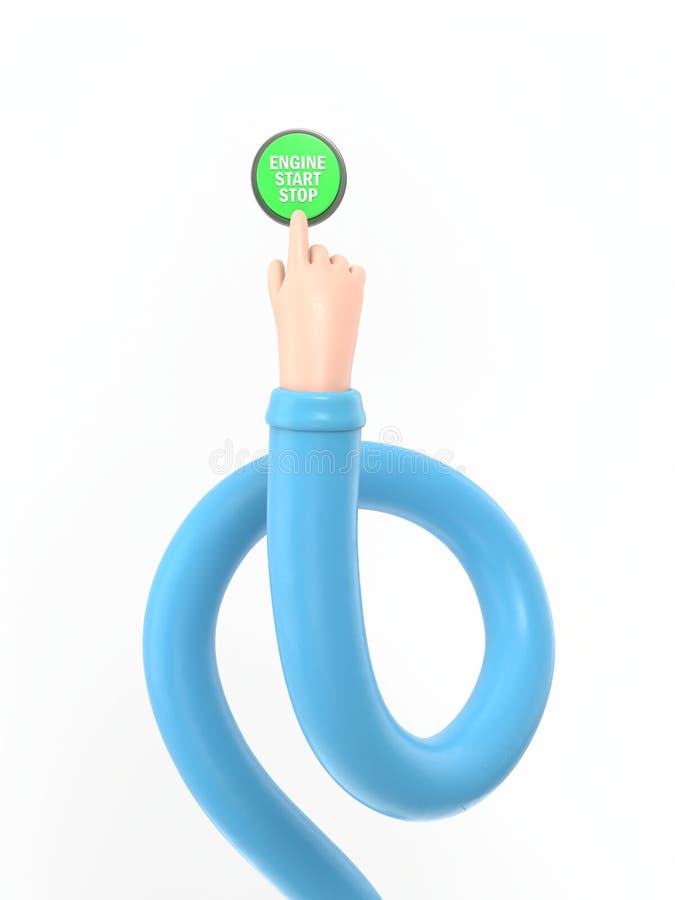 Engine Start. the Person Presses the Finger on the Start and Stop ...