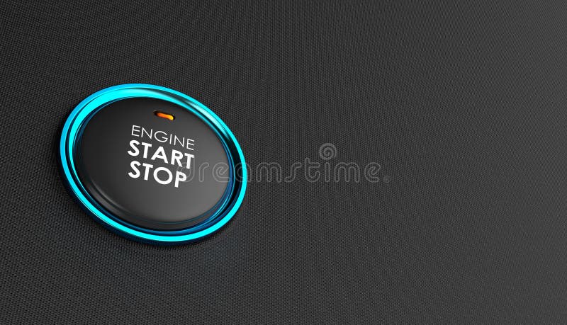 Engine Starting And Stopping System. Engine Start. The Person Presses The Finger On The Start ...