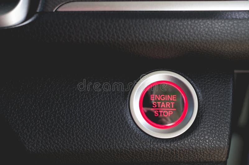 Engine Start and Engine Stop Button Circle in Car, Push for Start and ...